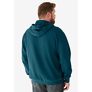 KingSize Men's Big & Tall Fleece Zip-Front Hoodie - 4XL, Heather Midnight Teal