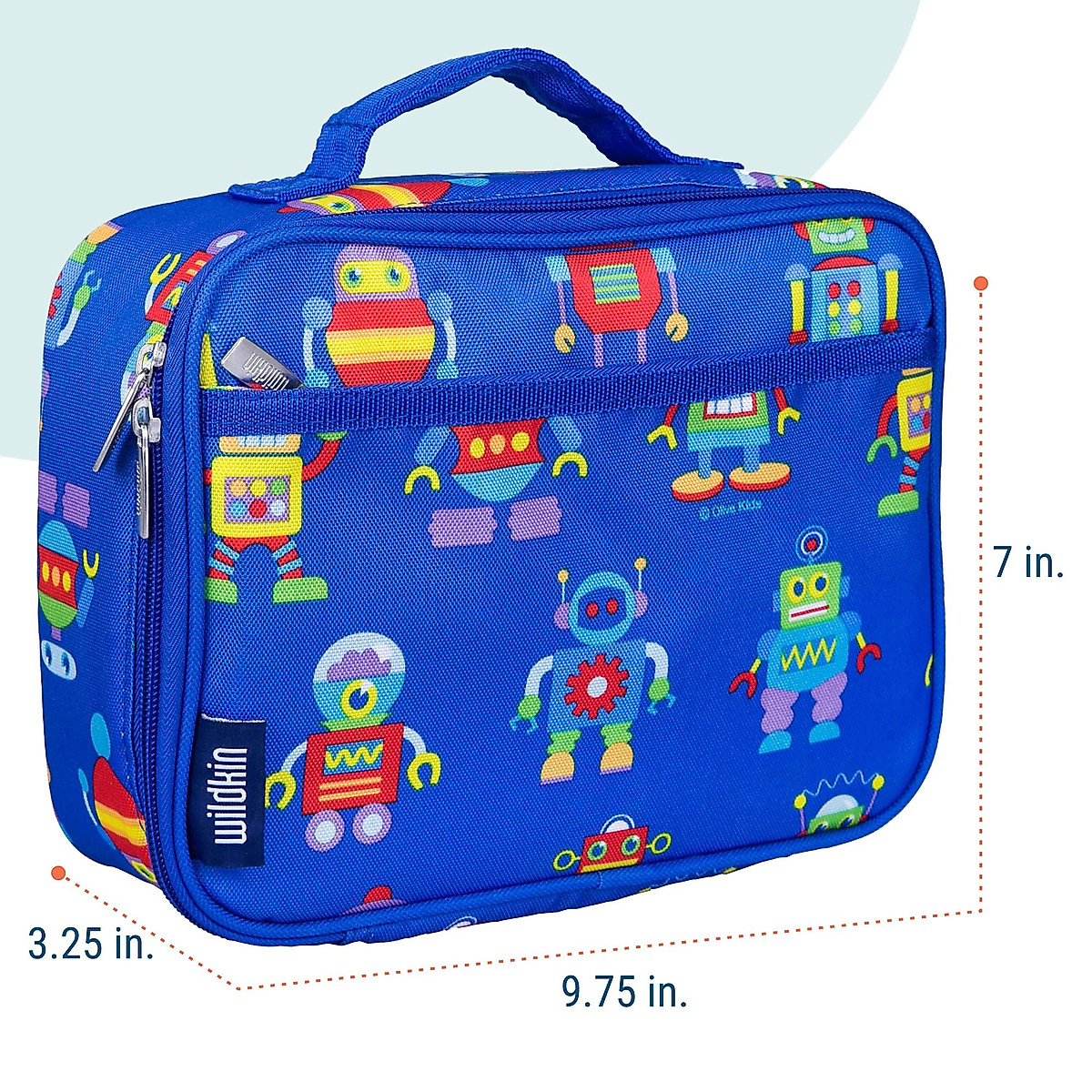 Wildkin Kids Insulated Lunch Box – Durable and Reusable for School & Travel - Robots