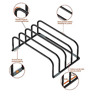 Cutting Board Organizer 2 Pack, Compact Chopping Board Storage Rack for Cabinet, Kitchen Countertop Pan Pot Lids Stand Holder Organizer for Baking Sheets, Flat Plate (0.6 Inch Width Slots)