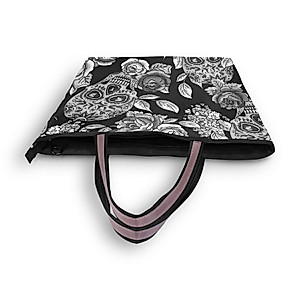 Women Shoulder Handbag White Skull Rose Paisley Tote Bag Top Handle Bag L