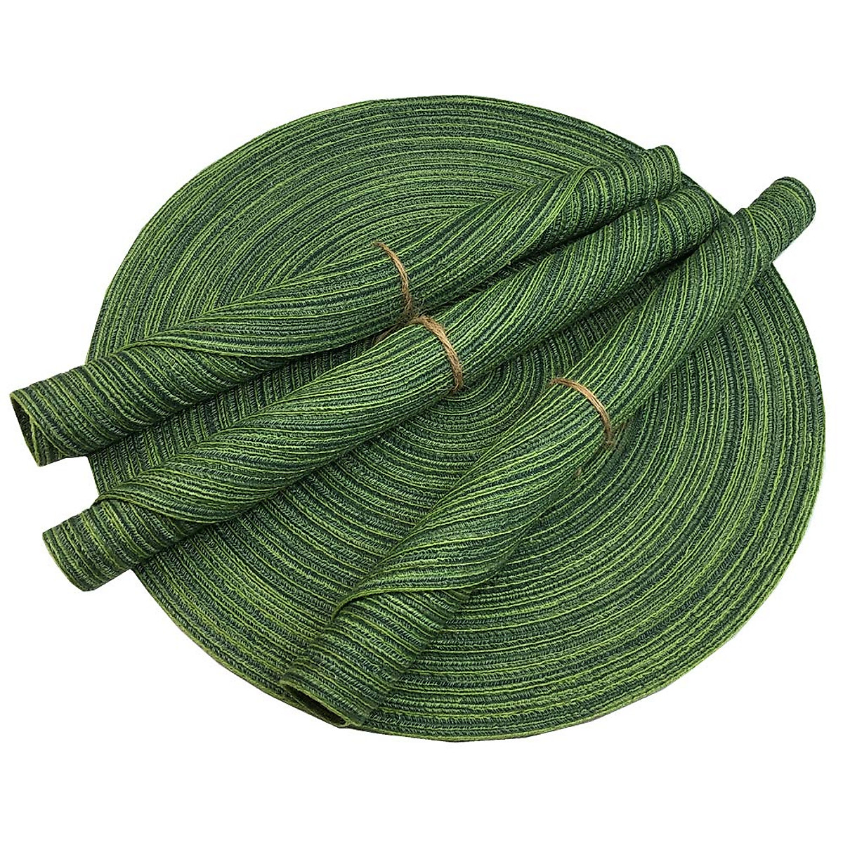Red-A, Placemats, Round Placemats for Dining Table Set of 4 Woven Heat Resistant Non-Slip Kitchen Table Mats Diameter 14 Inch(Hunter Green)