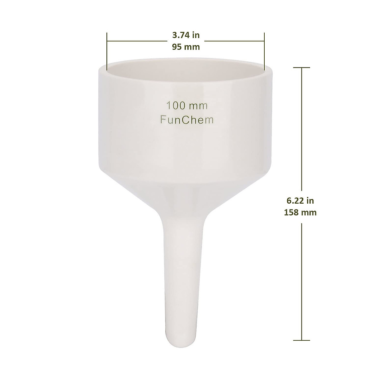 FunChem Porcelain Buchner Funnel, 100 mm Porcelain Buchner Filter Funnel O.D. 10 cm I.D. 9.2 cm Lab Funnels