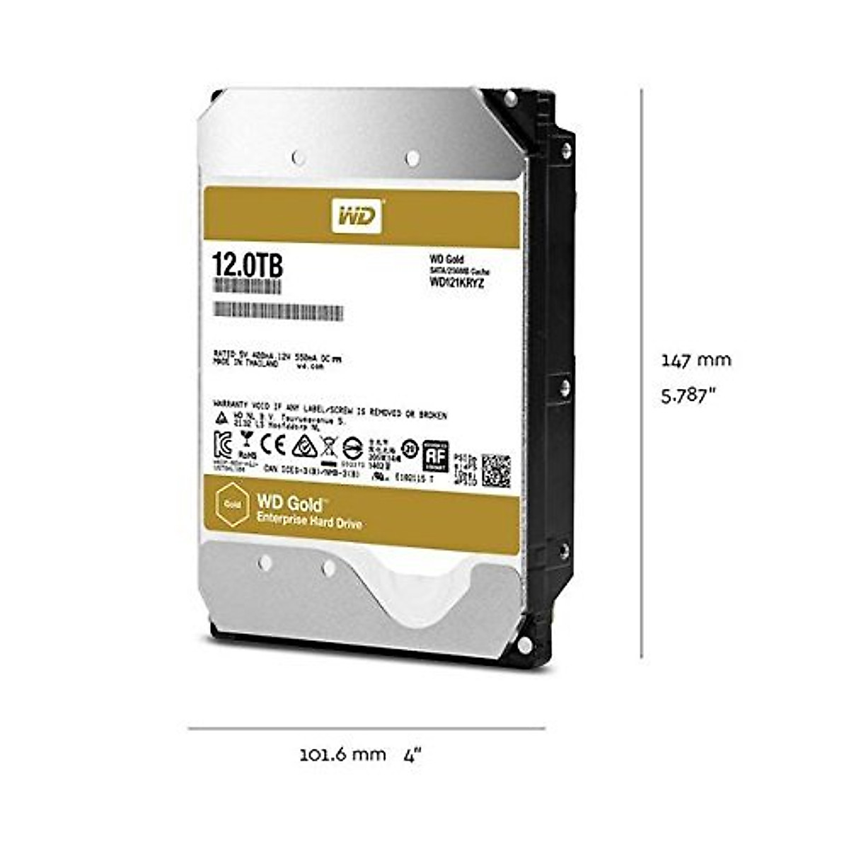 WD Gold 6TB Enterprise Class Hard Disk Drive - 7200 RPM Class SATA 6 Gb/s 128MB Cache 3.5 Inch - WD6002FRYZ (Renewed)