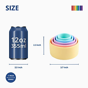 BLUE GINKGO Silicone Stacking Cups – Nesting & Sensory Stacking Toy for Toddlers | Open-Ended Montessori Toy with 5 Cups (Pastel Colors)