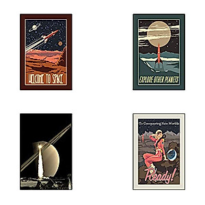 16 Vintage Style Space Postcards