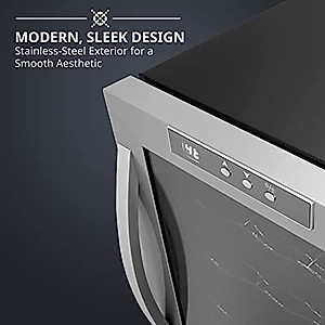 Schmécké 12 Bottle Thermoelectric Wine Cooler/Chiller - Stainless Steel - Counter Top Red & White Wine Cellar w/Digital Temperature, Freestanding Refrigerator Smoked Glass Door Quiet Operation Fridge