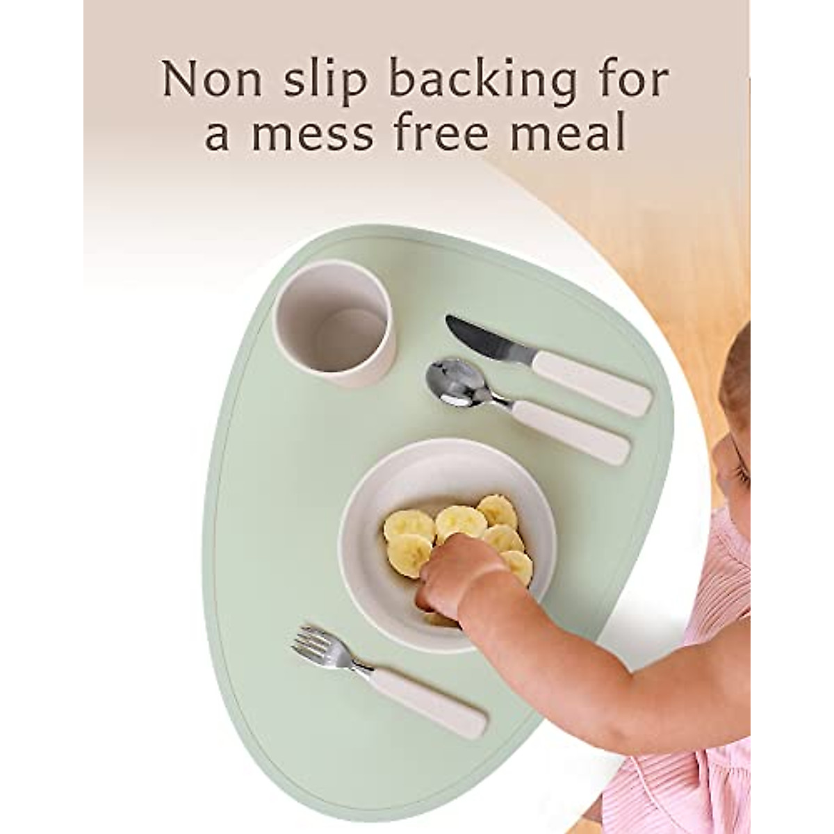 Willow + Sim Silicone Placemat for Kids - Travel Placemats for Toddlers, Non Slip Silicon Mat for Baby Eating, Best Kids Placemats for Dining Table Spills & Mess, Round, Nonslip, Safe & Easy to Clean
