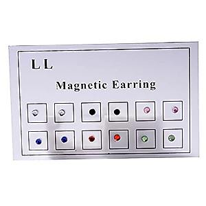 12pcs Crystal Magnetic Stud Earring Magnet Nose Ear Lip Stud Non Piercing, Women Men Steel Ring Clip Nose Ring Fake Cheater Jewelry Gift (Multicolor)