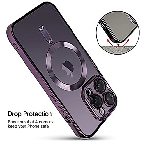 OOK Case Compatible for iPhone 14 Pro Max with Camera Lens Protector (Compatible with MagSafe) Magnetic Anti-Scratch Shockproof Protective iPhone 14 Pro Max (6.7 Inch) Case for Women Men - Purple