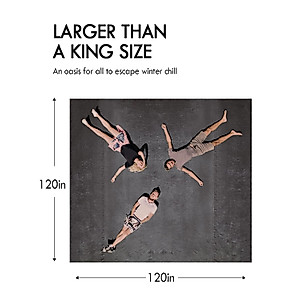 Kaisa Big Blanket 120” x 120" Oversized Huge Blanket 10' x 10' Large Blanket Throw Soft Smooth Cozy Plush Fluffy Flannel Blanket, Outdoor Blanket and Giant Picnic Blanket, Gray