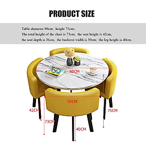 Small Conference Room Negotiation Table Sets,marble Round Table and PU backrest Chair Sets5-Piece,Office Reception Round Table and lounge chair Set,Coffee Table and Chair Set,for Family Apartment
