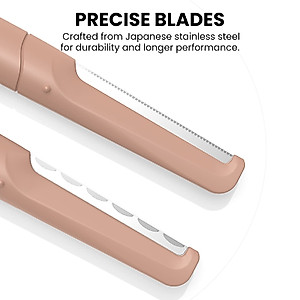 OPOVE Dermaplaning Tool Set,Professional Dermaplane Tools with 6 Refill Blades,Peach Fuzz Removal & Eyebrow Shaper–Face Shavers for Women,Facial Hair Razor Help Exfoliate and Smooth the Skin-Champagne