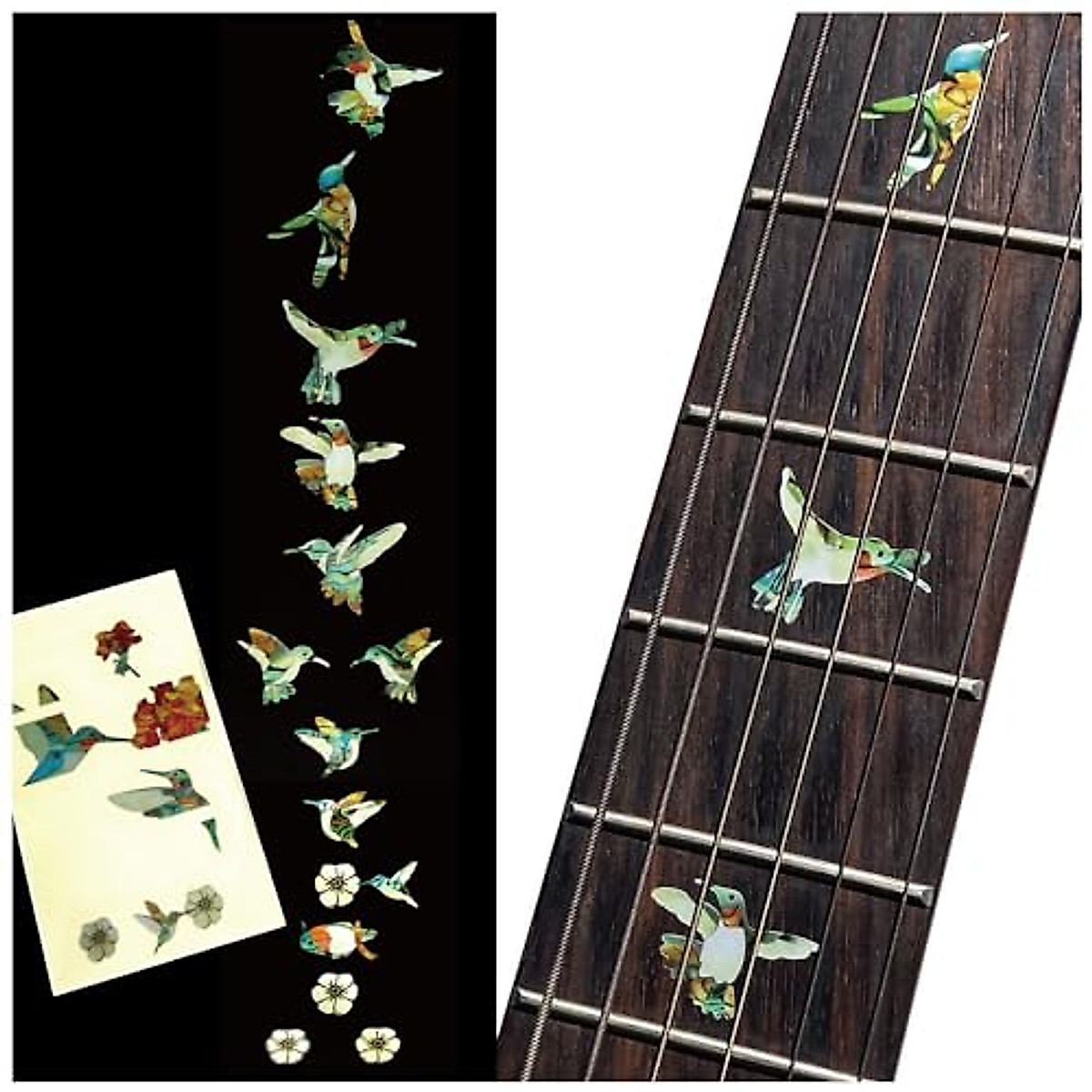 Bee Hummingbirds - Fret Markers Inlay Stickers Decals for Guitars