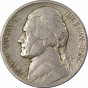 1938 Jefferson Nickel 5 Cent Piece AG About Good 5c US Coin Collectible