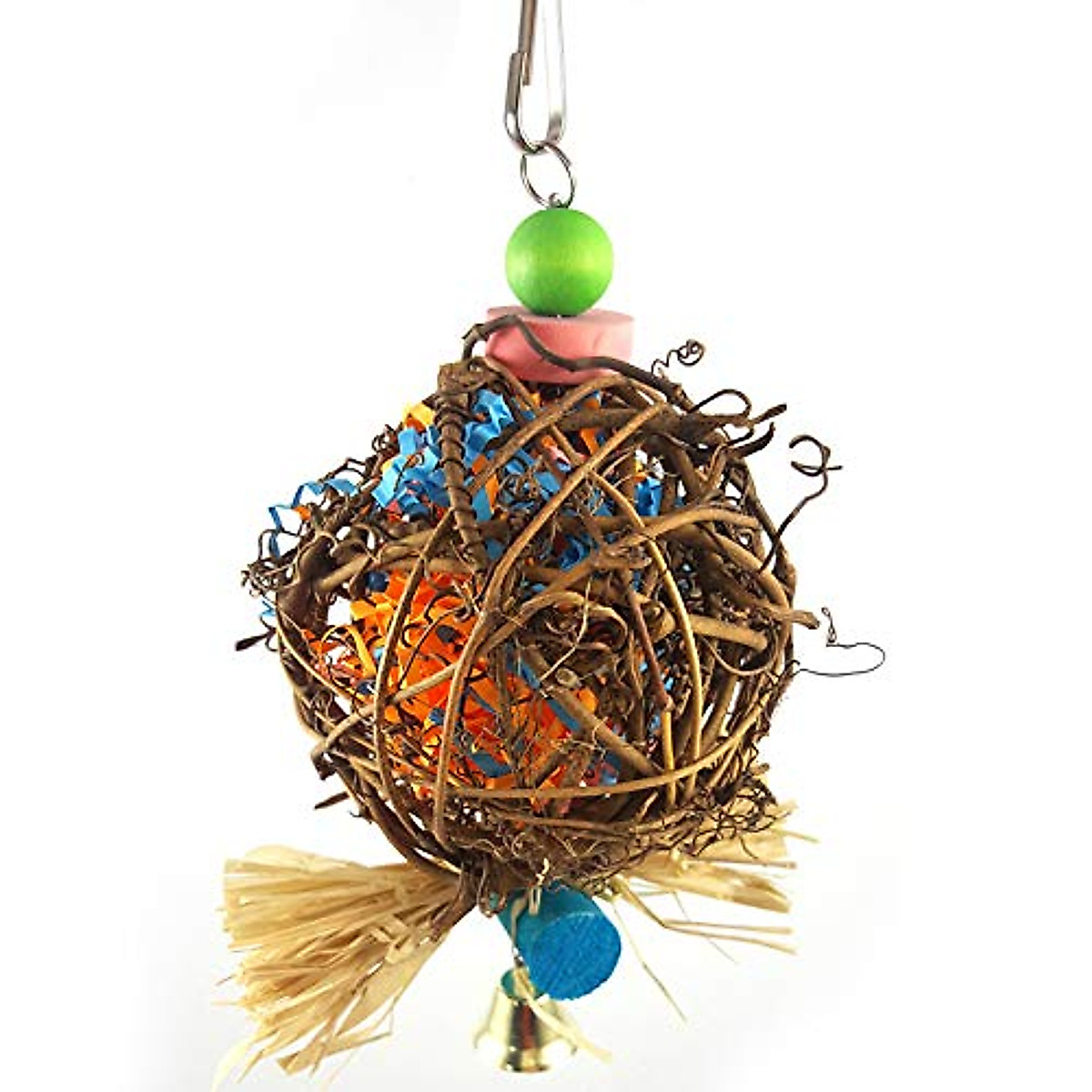 N/ hfjeigbeujfg Bird Toy,Parrot Cage Chewing Toys Small Parrot Chewing Toy Rattan Ball with Paper Strips for Budgie Parakeet Bird - Random Color