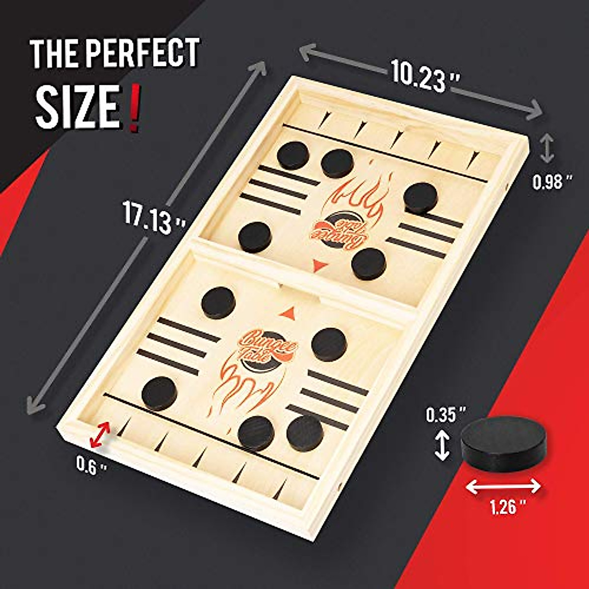Bungee Table - Large Fast Sling Puck Game - Fast-Paced Fun for a Family Game Night or for a Party with Friends - Test Your Speed and Accuracy with This Wooden Hockey Board Game, 2 Players