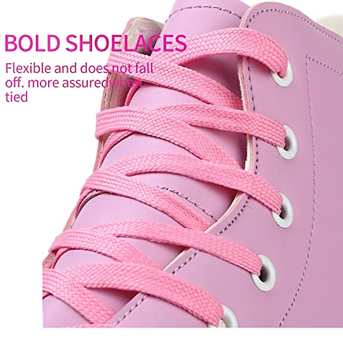 KYIS Womens Roller Skates Hightop Shiny PU Leather Rubber Classic Roller Artistic for Outdoor Skating (Pink(Flash Wheel),7)