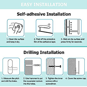 Paper Towel Holder Under Cabinet - Stainless Steel Paper Towel Holders Self-Adhesive Wall Mount Paper Towel Holder with Screws, 13in Under Cabinet Paper Towel Holder for Kitchen Paper Towel Rolls