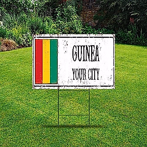 Guinea Yard Signs with Stakes 12x18 Inch International Bunting Banner Funny Yard Sign for House Rent Party Supplies Décor