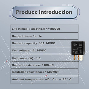 4Pcs 5 Pin 12V 30A Relay, Car Starter Switch Relays, Multi Purpose Automotive Relay Black Starter Relay, High Performance Starter Universal for Car Motor Automotive Replacement Accessories
