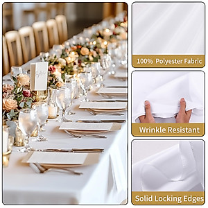 Fixwal White Tablecloth Rectangle 60 x 102 Inch, 2 Pack 6ft Polyester Fabric Table Cloths Rectangular Table Covers for Party, Banquet, Dining, Birthday, Wedding