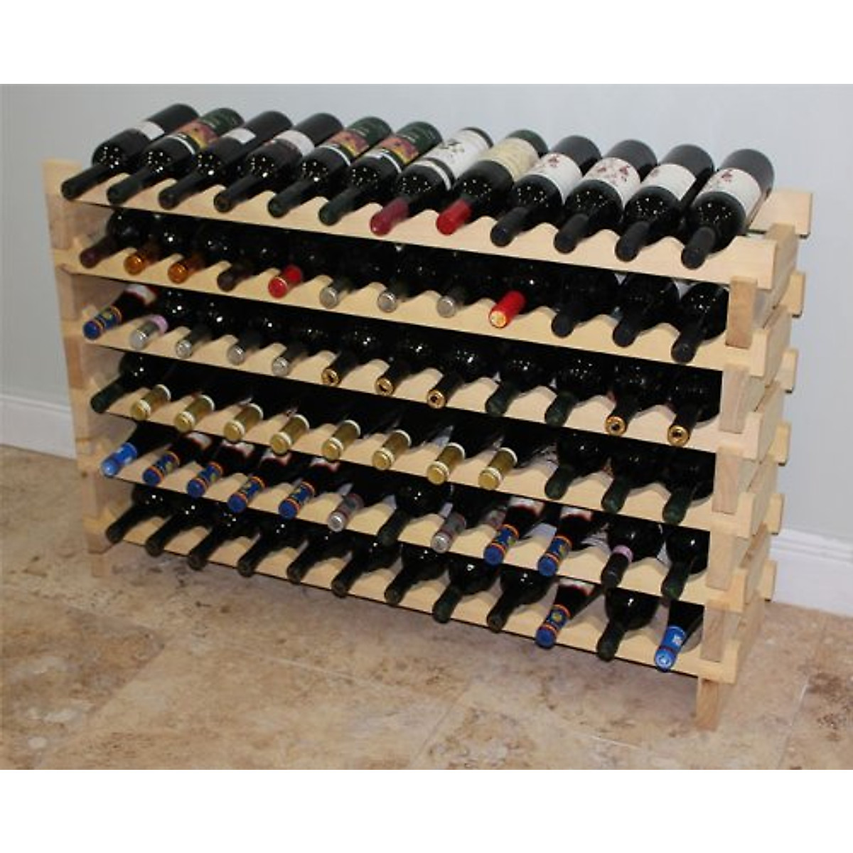 Stackable Wine Rack-72 Bottles Modular Hardwood Wine Racks, Very Easy to Put Together