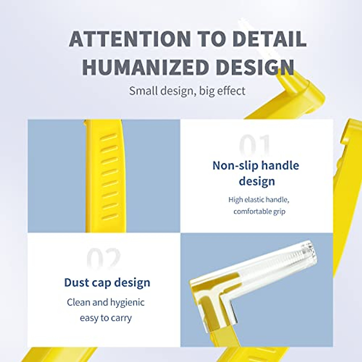 OUMJCING Interdental Brush, Angle Dental Brush Cleaner Toothpick Flossing Head Tooth Cleaning Tool with Portable Case for Tooth Cleaning (Micro Tight Teeth)