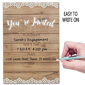 ukebobo Wedding Invitations with Envelopes – Farmhouse Rustic Invitation for Wedding Couple,Bridal Shower, Engagement – 30 Cards With Envelopes