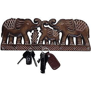 EARTHLY HOME Wooden Wall Mounted Wooden Key Holder | Decorative Wooden Wall Organizer for Keys | Wall Key Holders Key Rack, Home Decor, Key Organizer Antique Vintage Design - Length 7 Hook