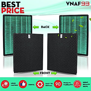 4-Pack 400/400S True HEPA Filter Replacement Filter For Coway AIRMEGA Max2 400/400S 400 400s 400(G) 400s(G) Air Purifier, Max 2 Green H13 True HEPA and Active Carbon Filter Set (Part# AP-2015-FP)