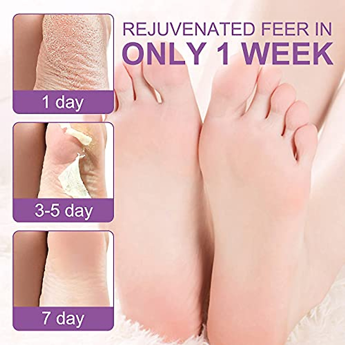 WEIDA SIGN Foot Peel Mask 3 Pack,For Cracked Heels, Dead Skin & Calluses - Exfoliator Remove Repair Rough Heels,Make Your Feet Baby Soft & Get a Smooth Skin (Lavender)