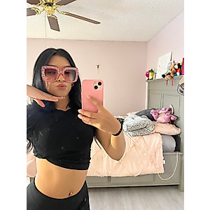 FEISEDY Women Sparkling Crystal Sunglasses Oversized Square Thick Frame B2283