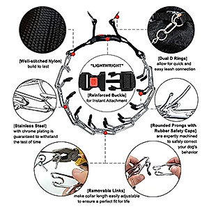 No Pull Dog Collar, Dog Training Collar with Comfort Tips and Quick Release Snap Buckle for Small Medium Large Dogs (Medium,3mm,19.7-Inch,14-18" Neck, Black)