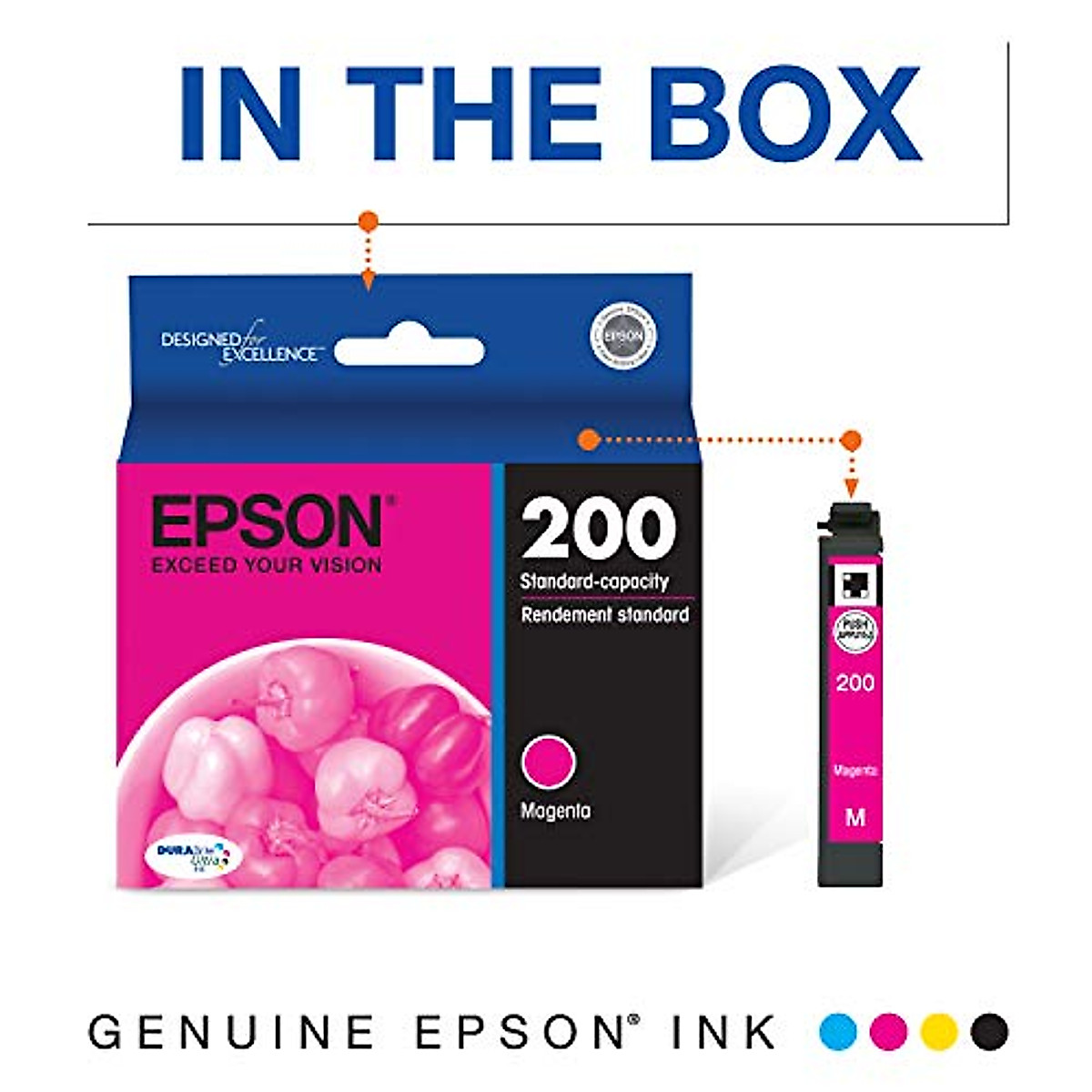 EPSON T200 DURABrite Ultra -Ink Standard Capacity Magenta -Cartridge (T200320) for select Epson Expression and WorkForce Printers