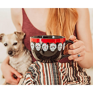Silver Buffalo Friday the 13th Jason Mask Legacy Ceramic Soup Mug | 24-Ounce Bowl For Ice Cream, Cereal, Oatmeal | Large Coffee Cup For Espresso, Caffeine | Horror Movie Gifts and Collectibles