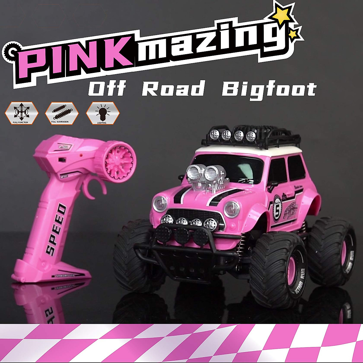 10Leccion Remote Control Car for Girls, 2.4Ghz Pink RC Cars for Daughter with Two Rechargeable Batteries, Radio Controlled Vehicle for Toddlers Kids, Birthday R/C Toys for Granddaughter