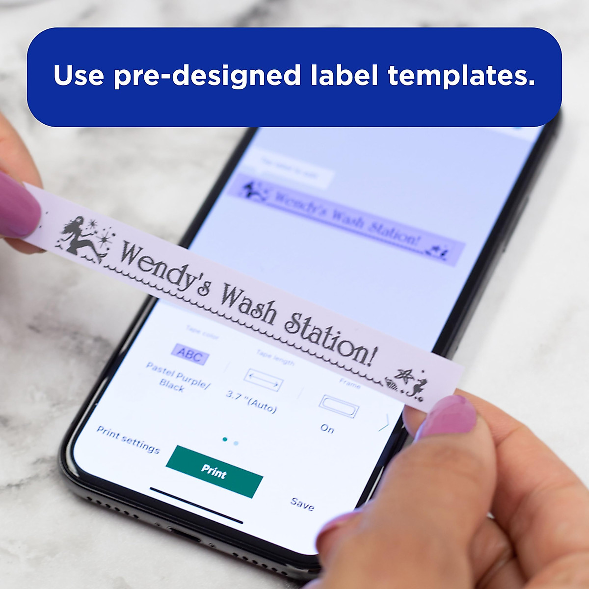 Brother P-Touch Cube Smartphone Label Maker, Bluetooth Wireless Technology, Multiple Templates Available, Apple & Android Compatible - Blue