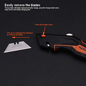 Edward Tools Pro Utility Knife with Retractable Blade - Heavy Duty SK5 Steel Blades Included - Easy Blade Change - Safety Lock System - Wire Cutter Opening - Box Cutter Cardboard