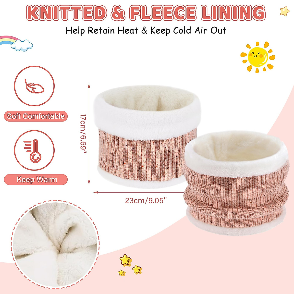 Toddler Kids Winter Hats Touchscreen Gloves Scarfs Set Pompom Beanie Caps Neck Warmer with Fleece for 5-8 Years Old Baby Girls Boys Gifts