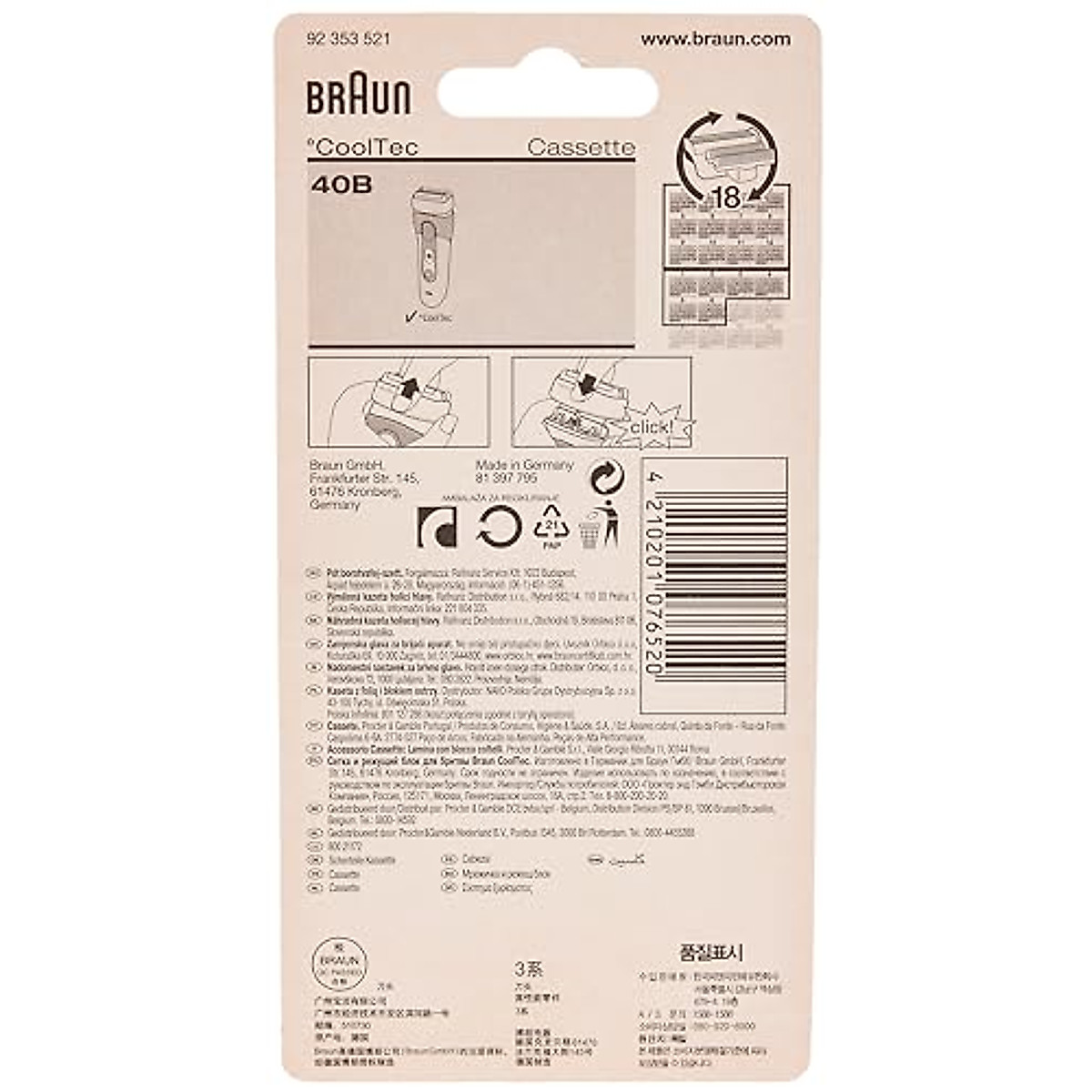 Braun 40B CoolTec Shaver Series Replacent Razor Head