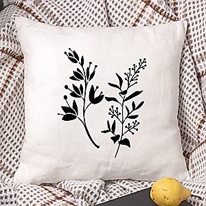 18Pcs Wildflower Stencils Flower Leaf Painting Stencils Reusable Wild Flower Stencil Plastic Art Drawing Templates DIY Crafts Plant Stencil for Painting on Wood Wall Door Canvas Home Decor