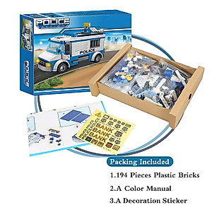 COGO MAN City Police Car Building Sets 194 Pieces Police Patrol Car Toys Cop Car Prisoner Transporter Building Kit for Boys and Girls Age 6 and up