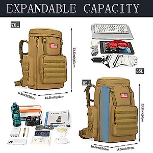 Extra Large Hiking Daypack, [2023 Upgraded]Waterproof Camping Backpack For Men, 60l70l85l Military Molle Rucksack Backpack