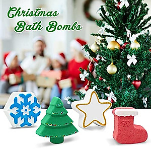 Christmas Bath Bombs for Kids, Christmas Gift Set Bath Bombs for Boys and Girls with Santa Snowflake Christmas Sock Star, 4-Pack Set in a Gift Box Christmas Stocking Stuffer Bubble Bath Bath Bomb Set