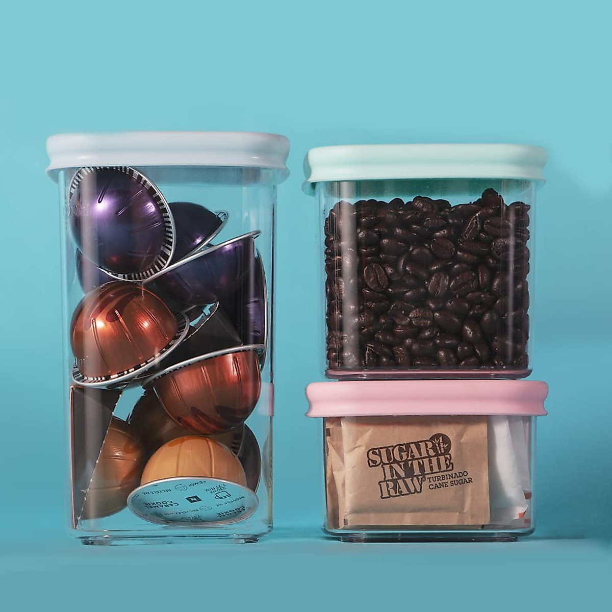 PrepCube Food Storge Continer with Silicon Lid Airtight -3PC Set, BPA-Free, Stackable Freezer Storge, Leftovers Storge, Prep Meal Storge, Kitchen and Pantry Organization Leakproof