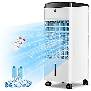 PETSITE Evaporative Air Cooler, Portable Cold Air Cooling Fan with Remote Control, 3.5L Water Tank, 2 Ice Packs, 4 Modes, 3 Speeds, 12H Timer, 70° Oscillation, Personal Swamp Cooler for Bedroom Home Office Dorms