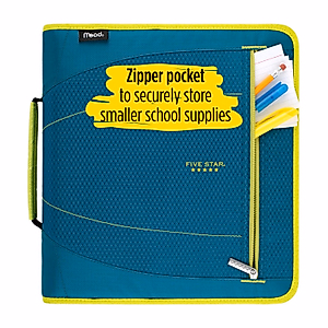 Five Star Zipper Binder, 2 Inch 3 Ring Binder, Removable File Folders, Durable, Color Will Vary, 1 Count (29036)