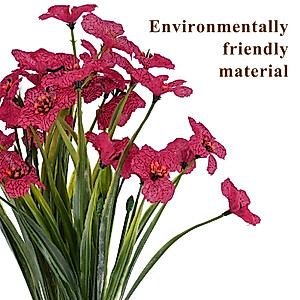 20 Bundles Artificial Flowers Outdoor Fake Flowers UV Resistant No Fade Faux Plastic Garden Porch Greenery Shrubs Window Box Decorating,Wedding Flower,Aisle Table Centerpiece Party (Rose)