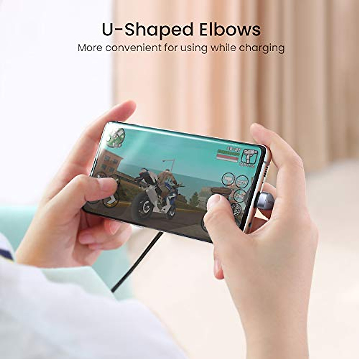 UGREEN USB C Cable U Shape 3A Type C Fast Charging Nylon Braided Cord Compatible with Samsung Galaxy S10 S10E S9 S8 Plus Note 10 9 8 LG V60 V50 V20 G8 G7 G6, etc. 6.6FT