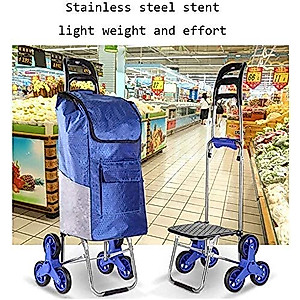 Shopping Trolley on Wheels Multi Function Shopping Cart Lightweight 6 Wheel Climbing Stairs Folding Portable Trolley Home Trolley Luggage Cart Storage Hand Trucks,E ,